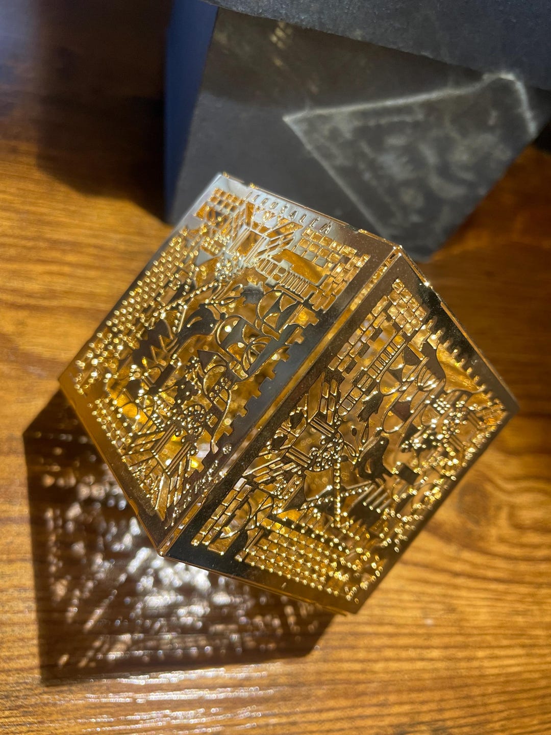 Anat Mayer- Jerusalem Cube - Seven Species Sculpture GOLD PLATED 24K ...
