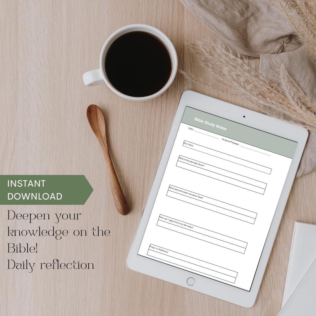 Modern Bible Study Template Printable – 1-page Minimalist Bible Journal ...
