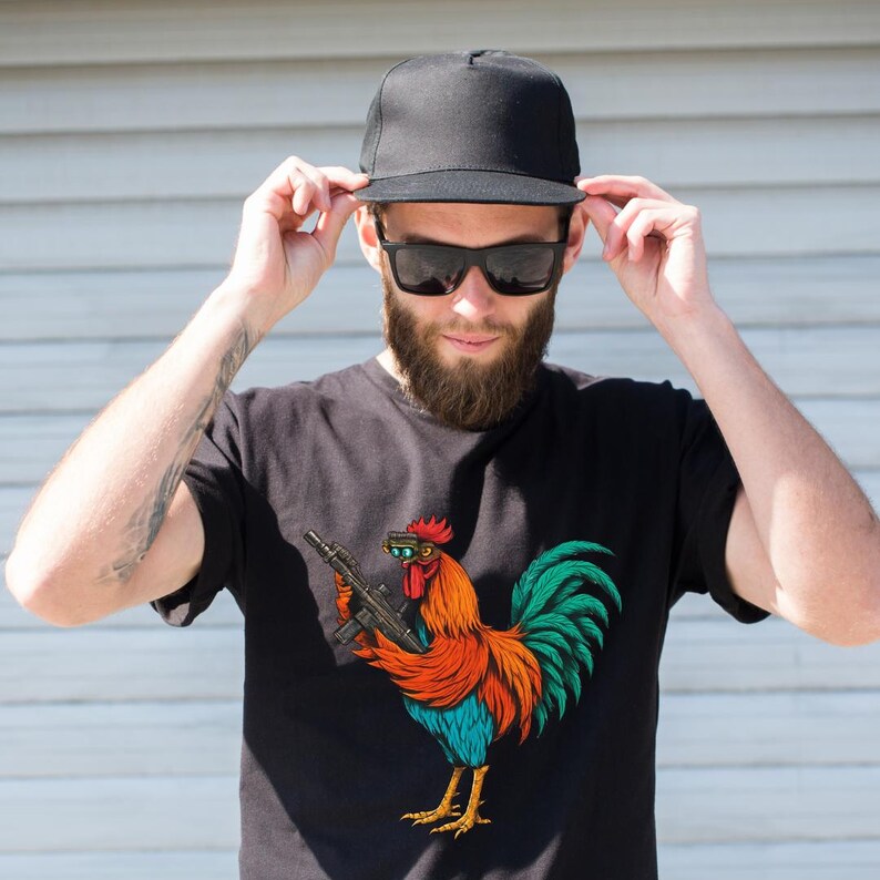Funny Tactical Rooster PNG Clipart – Cartoon Chicken in Combat Gear for ...
