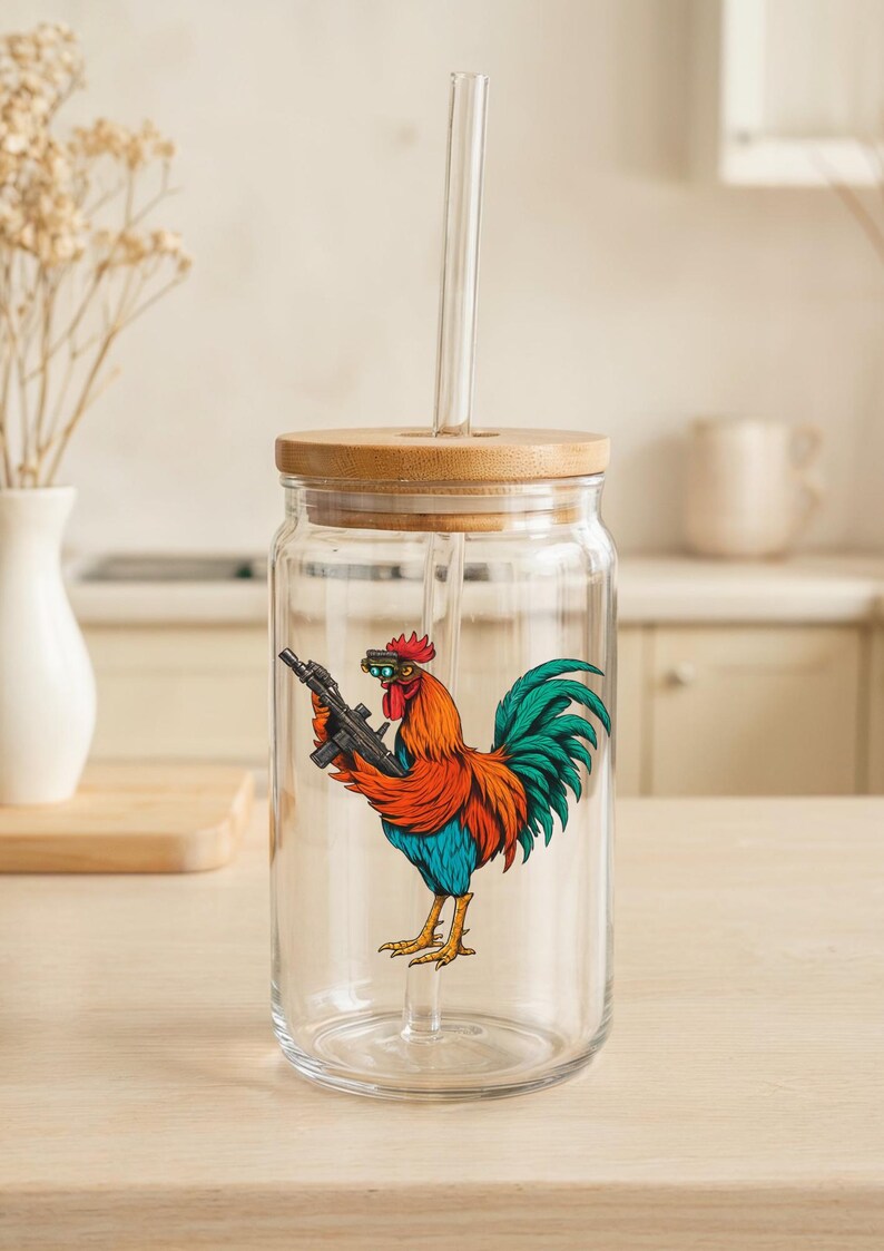 Funny Tactical Rooster PNG Clipart – Cartoon Chicken in Combat Gear for ...