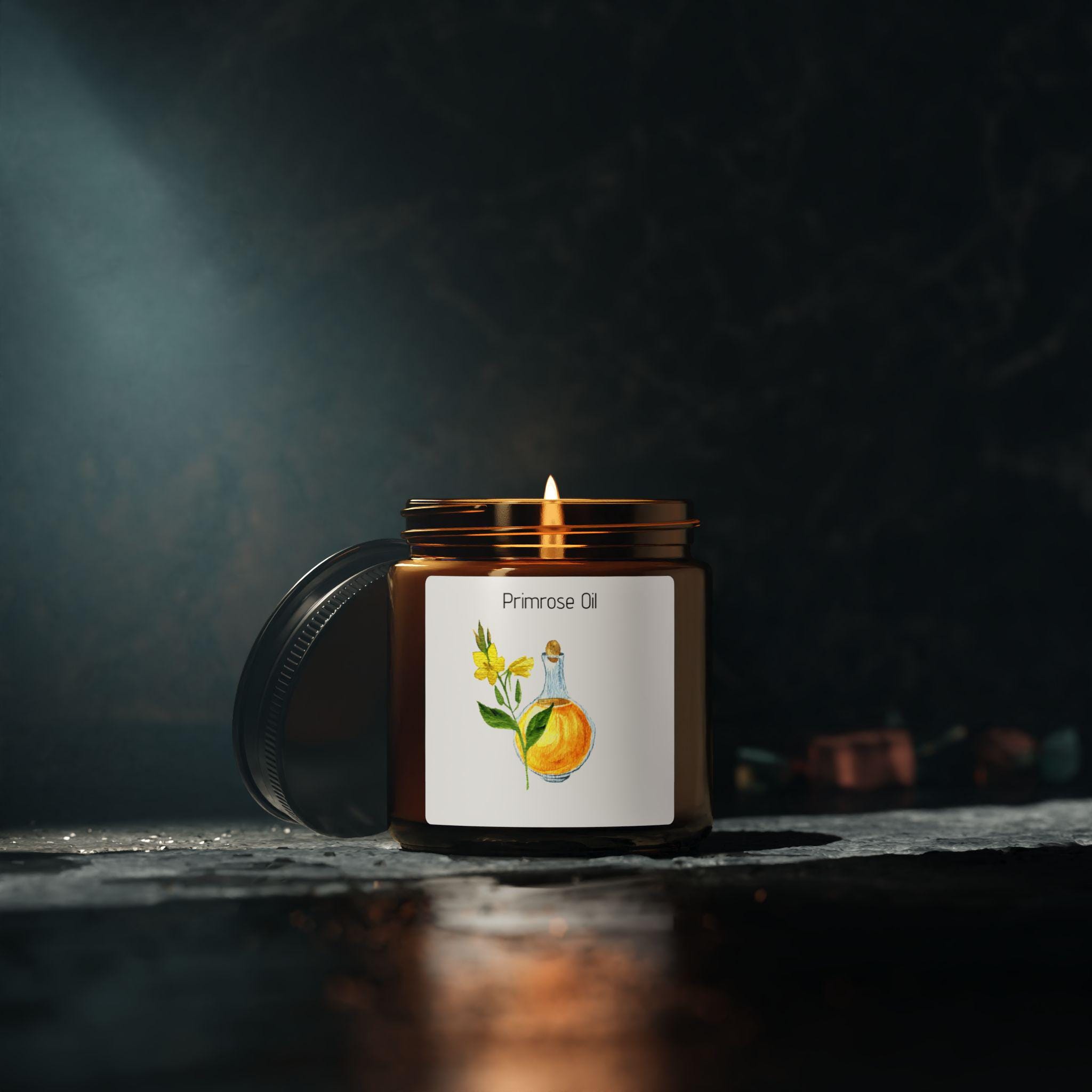 Soy Candle, Primrose Oil With Oenothera Biennis Flower Design, Plant ...