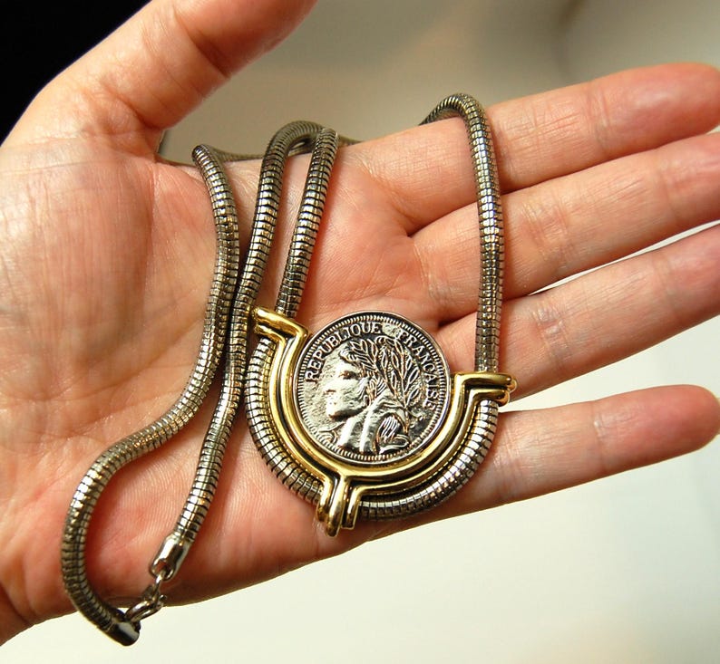 Vintage Republique Francaise Coin Pendant Necklace - Etsy