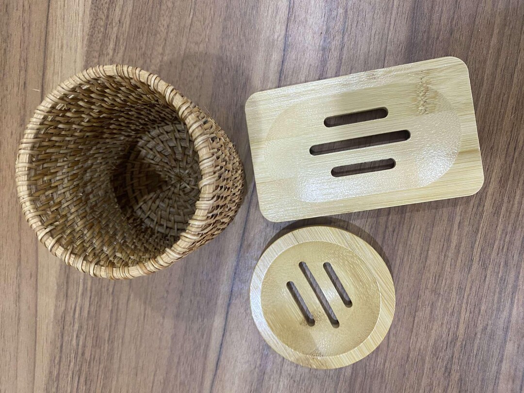 Combo Wooden Soap Box Bamboo Wooden Soap Rack Soap Holder and Drainage ...