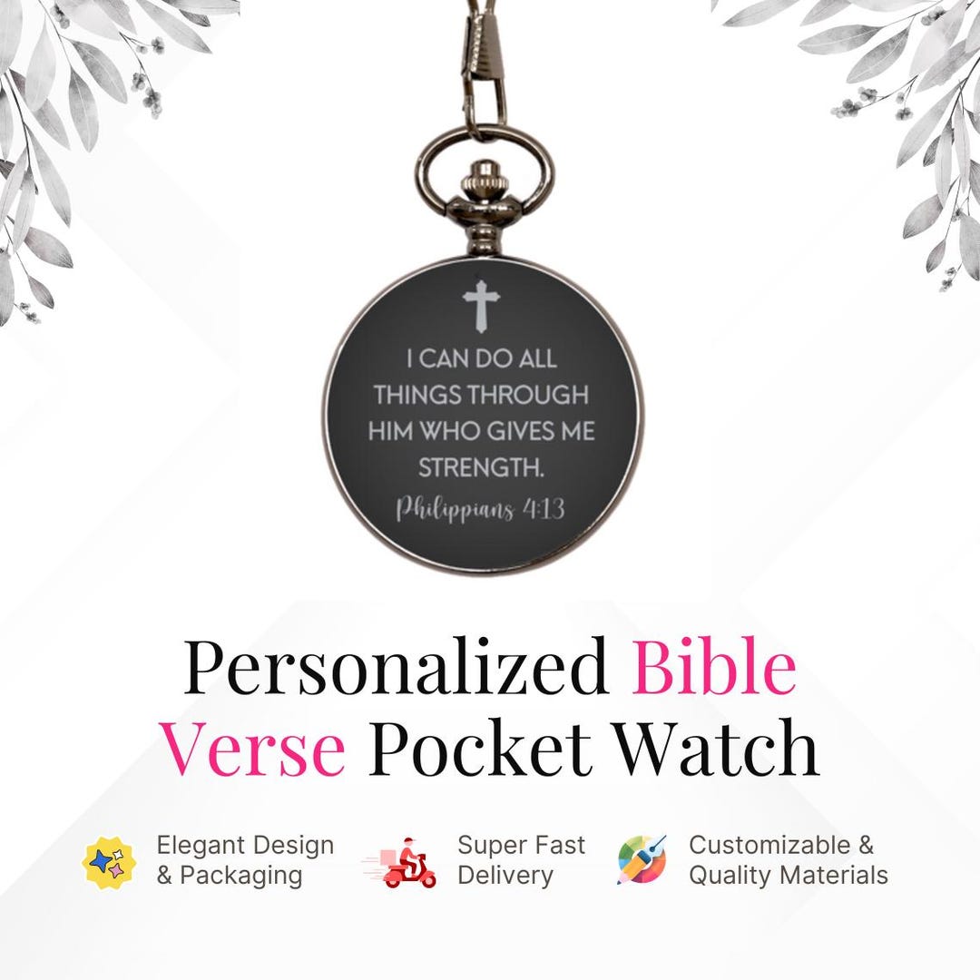 Personalized Engraved Bible Verse Pocket Watch, Custom Scripture Gift ...