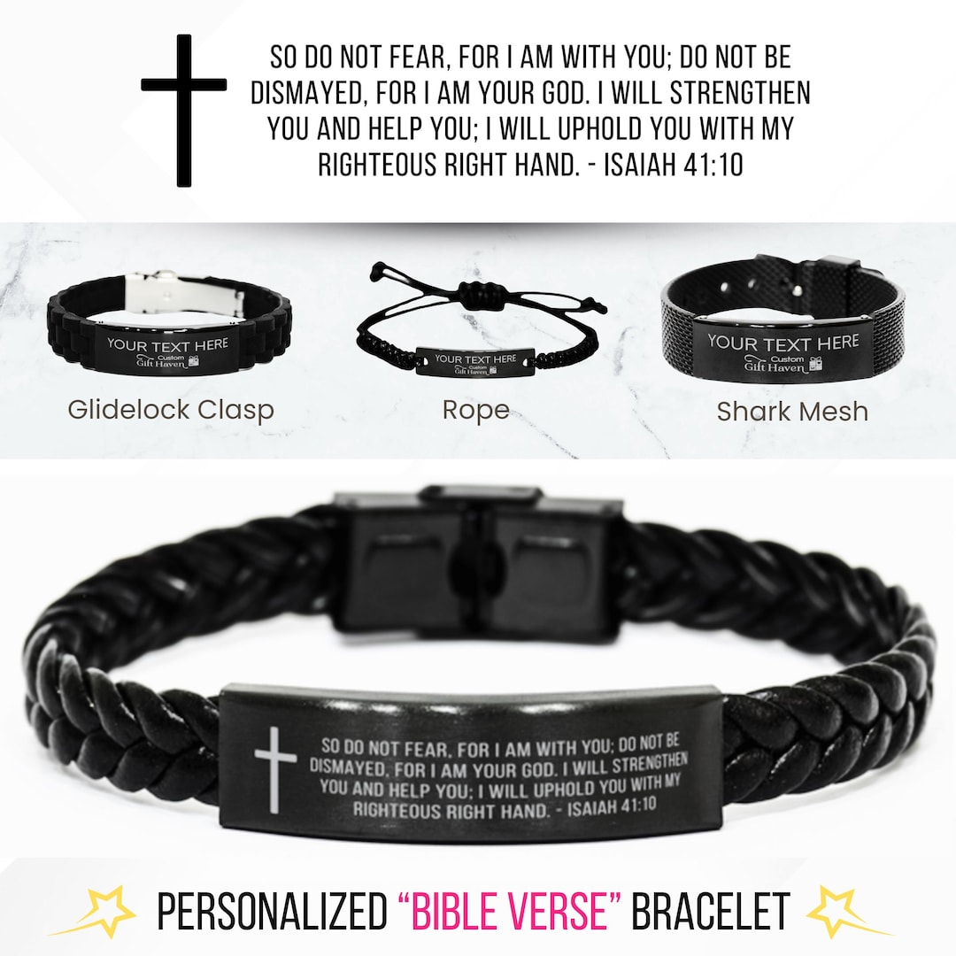 Custom Engraved Bible Verse Bracelet: Personalized Text Quotes ...