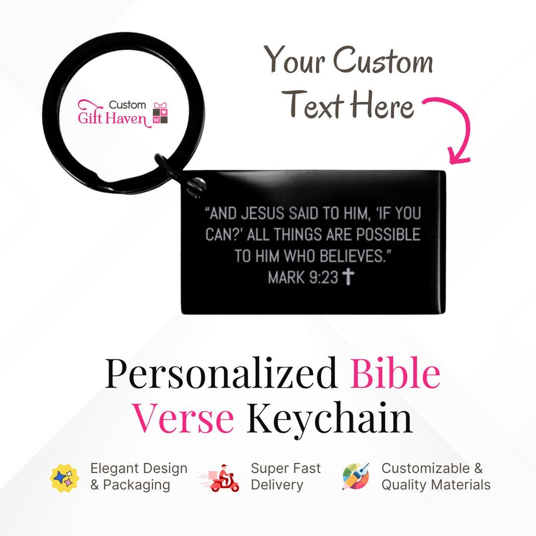 Personalized Bible Verse Keychain, Custom Engraved Faith Keychain ...