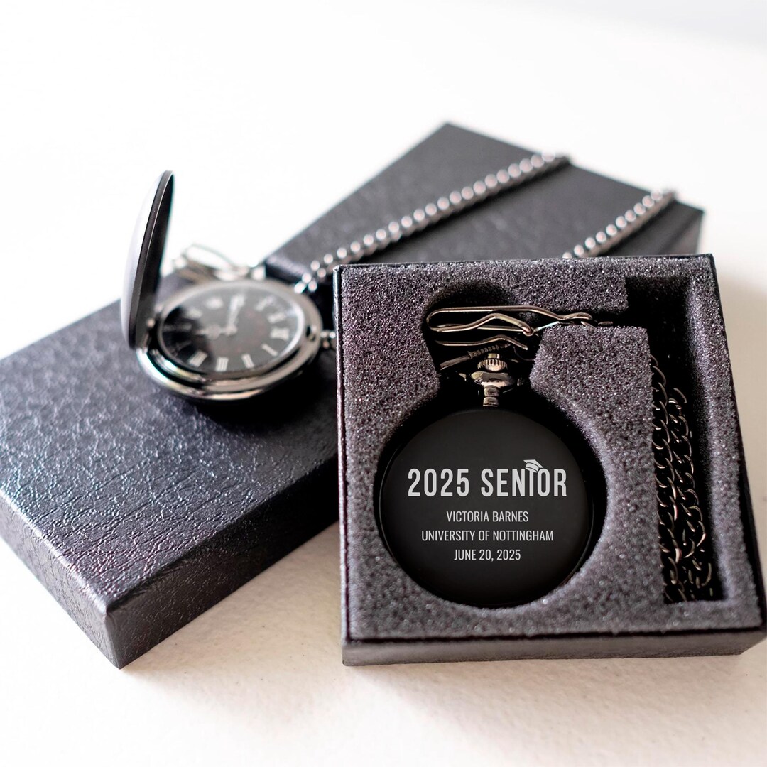 Personalized Graduation Pocket Watch, Custom Gift With "2025 Senior ...