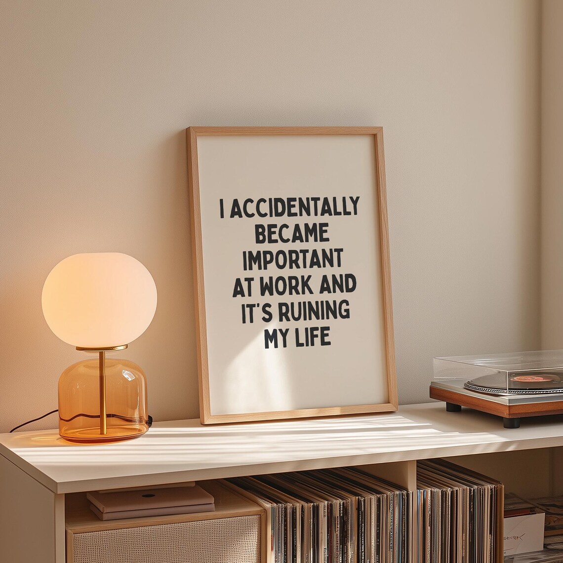 Funny Office Wall Art: Important at Work Typography Poster, Neutral ...