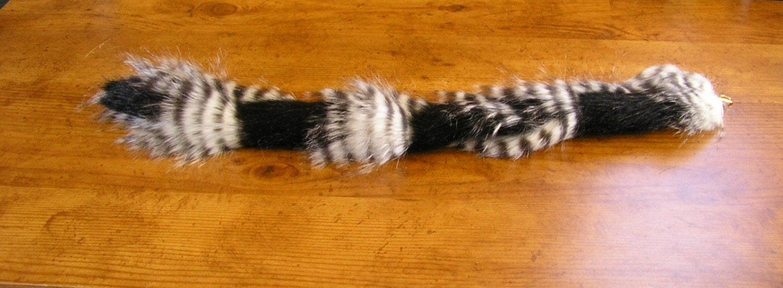 Fur Tail Costume Clip on Tail Faux Fur Tail in Black With - Etsy