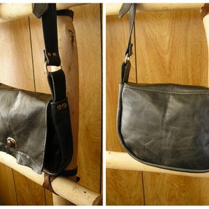 Black Leather Crossbody Purse 9 X 6 X 2 - Etsy