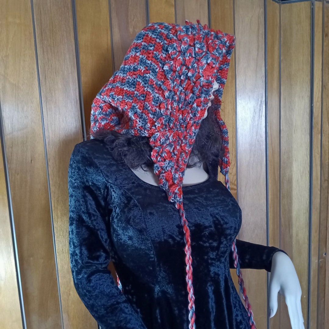 Mature Red Dragon Hood, Oversized Hood, Crochet Hood, Festival Hood ...