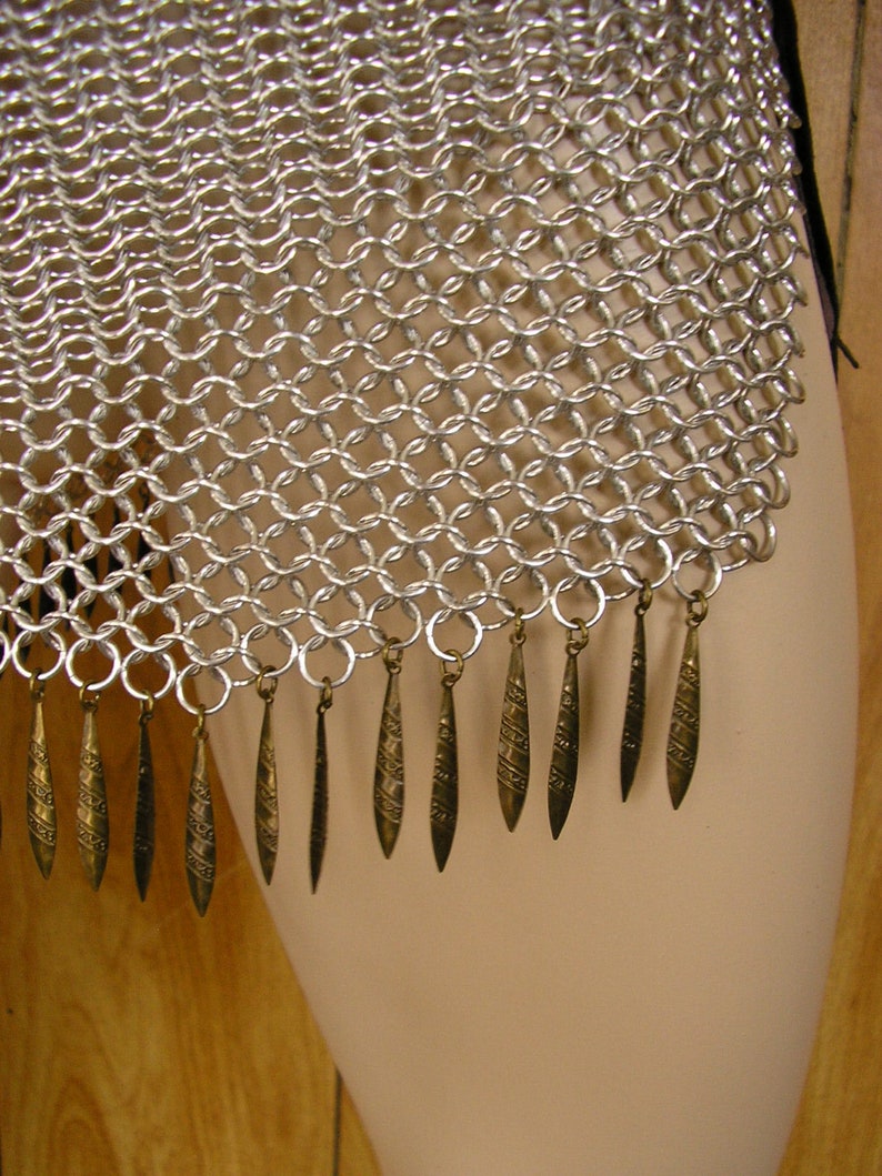 Chainmail Loincloth Unisex With Brass Dagger Drops & Brown - Etsy