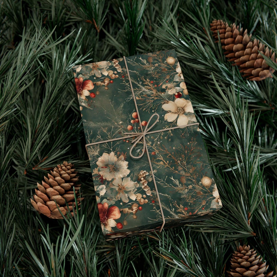Toile Holiday Season Wrap, Aesthetic Design, Christmas Gift Wrap Roll ...