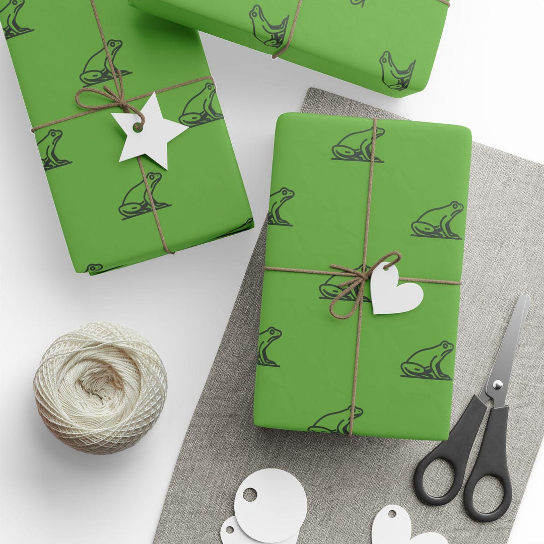 Frog Art Gift Wrap Green, Green Frog Wrapping Paper Various Sizes ...