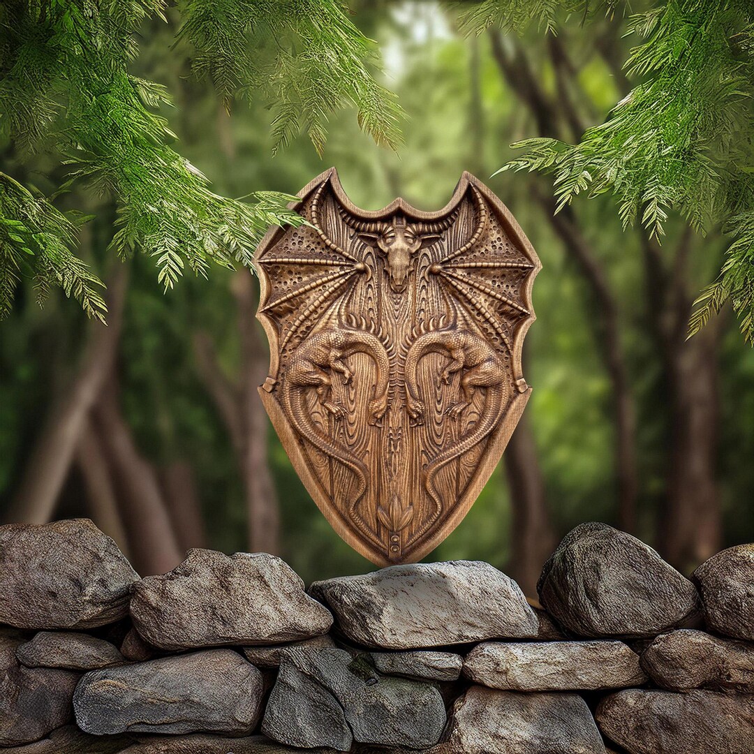 3d Wooden Dragon Family Crest Antique Coat of Arms Design Wood Medieval ...