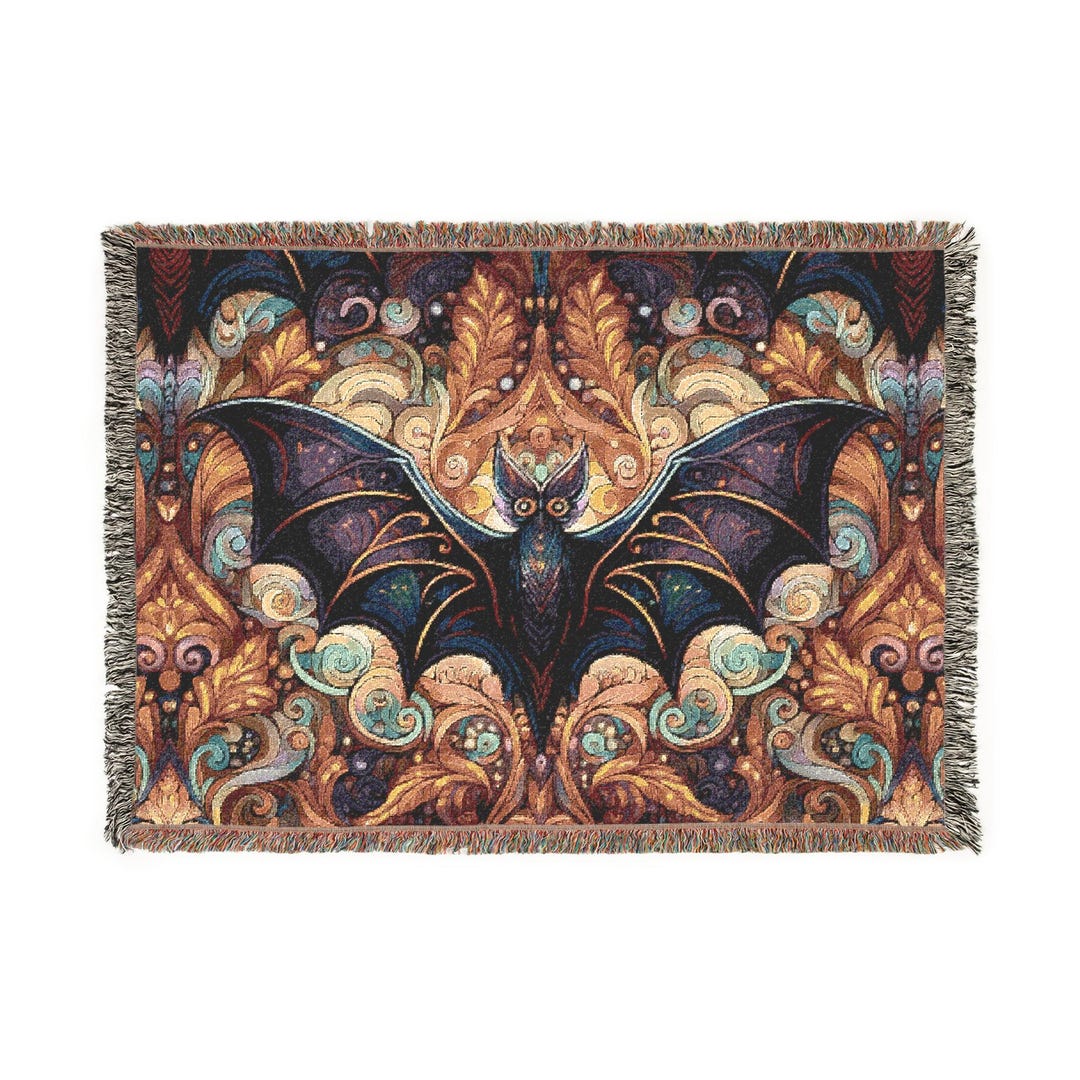 Psychedelic Bat- Woven Blanket, Cozy Throw, Home Decor, Halloween Gift ...
