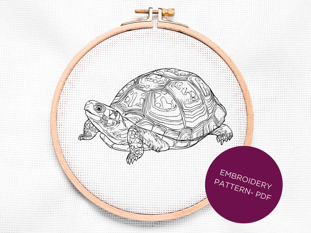 Turtle Embroidery Pattern – Turtle Wall Art, Animal Embroidery Design ...