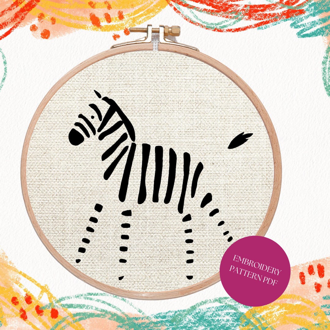 Zebra Stick and Stitch, Animal Embroidery Design, Embroidery Art, DIY ...