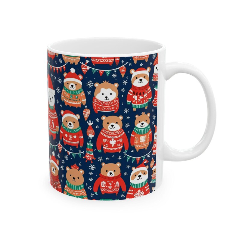Adorable Animals in Festive Christmas Scenes Ceramic Mug Perfect ...