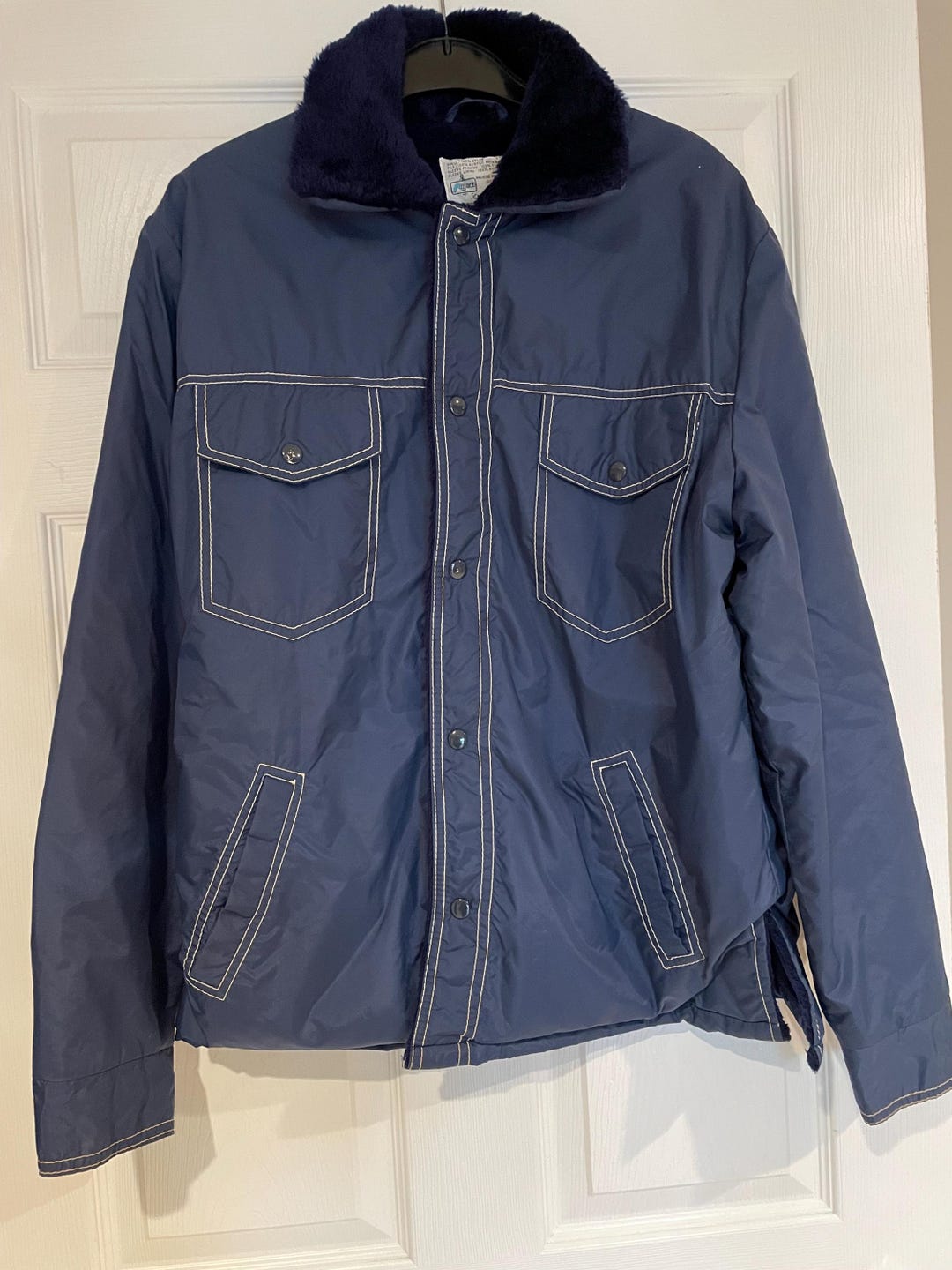 Mens Vintage Kmart Blue Fur Lined Water Repellent Jacket Size M - Etsy
