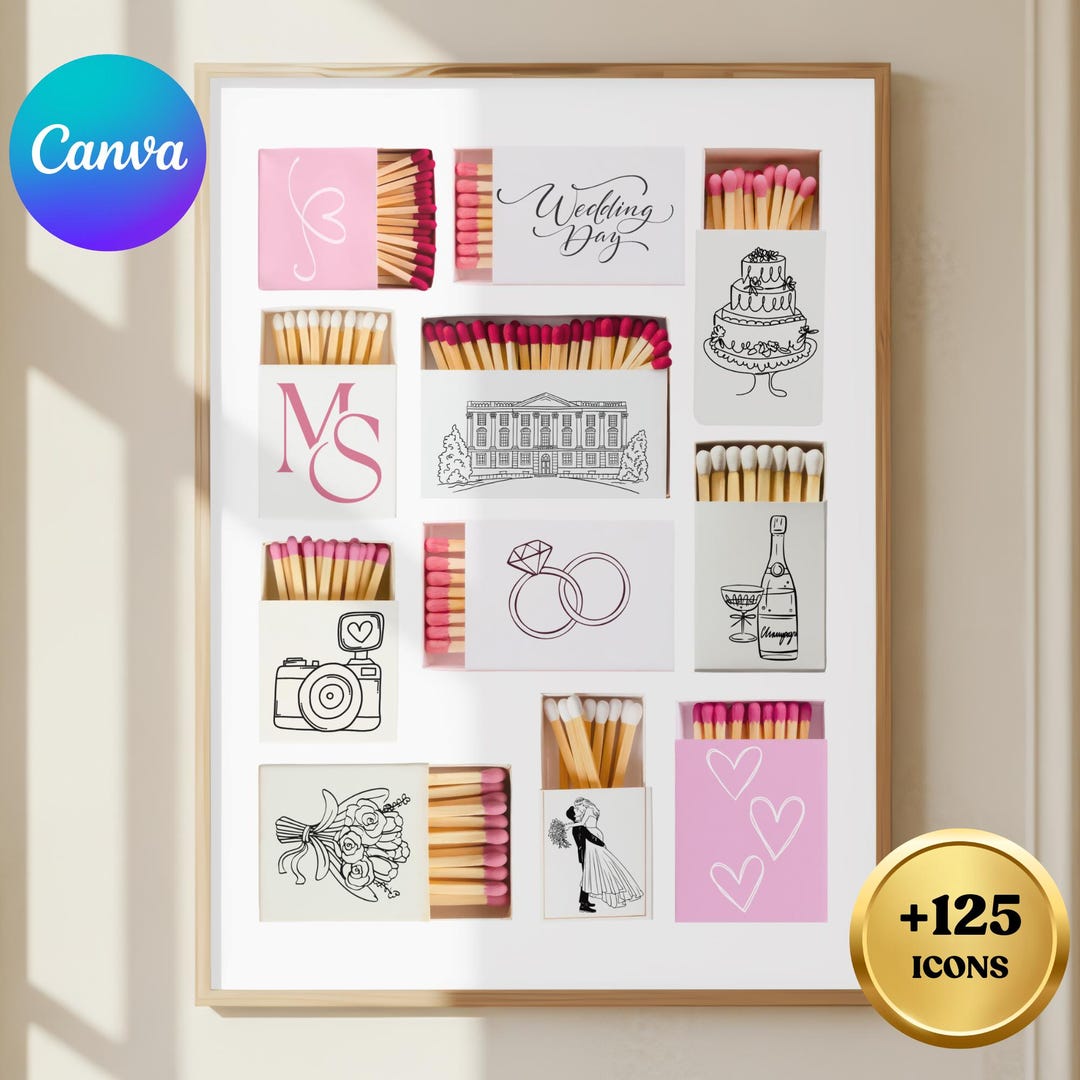 Matchbox Decor Template for Wedding Keepsake, Anniversary Gift ...