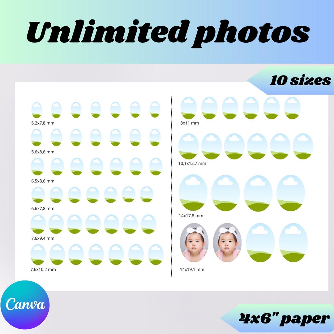 Oval Locket Photo Template in Canva, Digital Resize of Pictures for ...