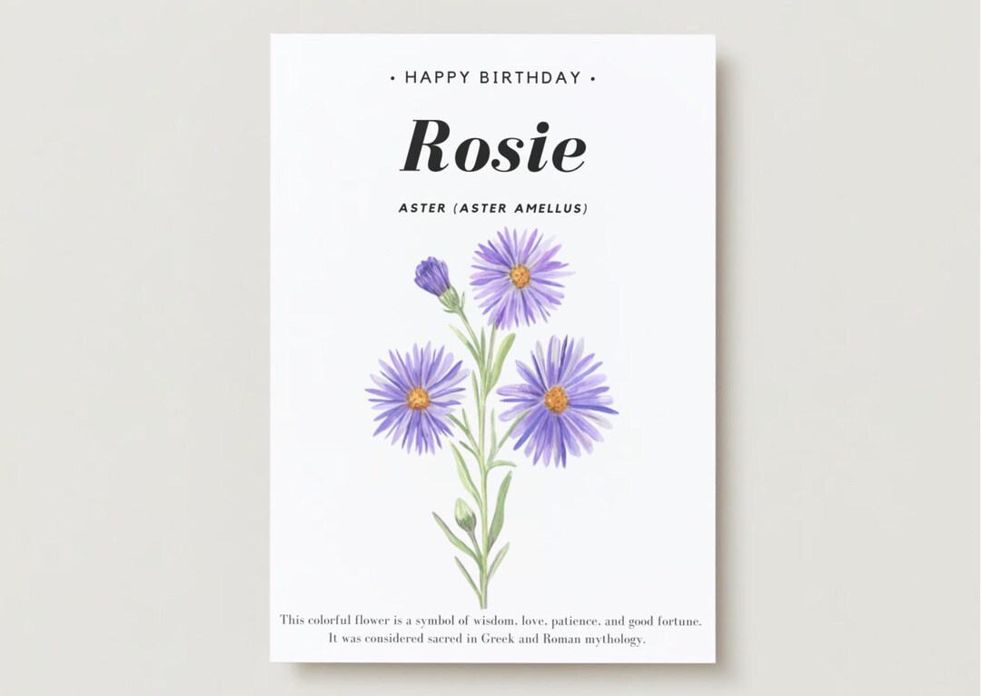 September Birth Flower Card, Card Template, Birthflower Gift ...