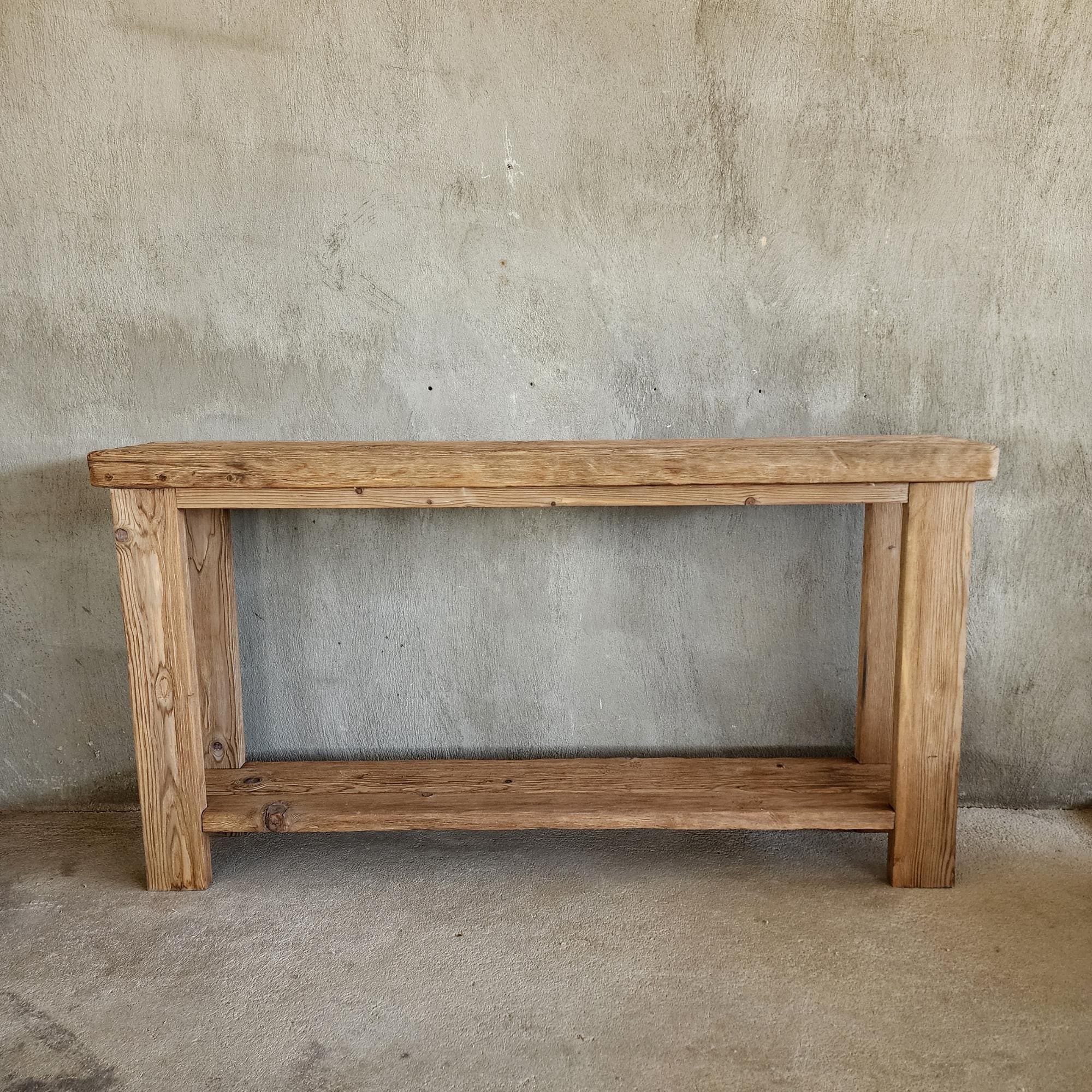 Rustic Narrow Console Table With Shelf - Handmade Reclaimed Wood ...