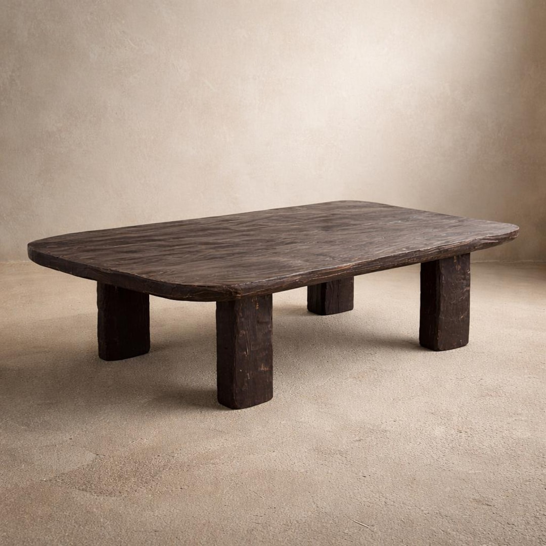 Dark Wood Coffee Table – Rustic Handmade Solid Low Furniture - Etsy