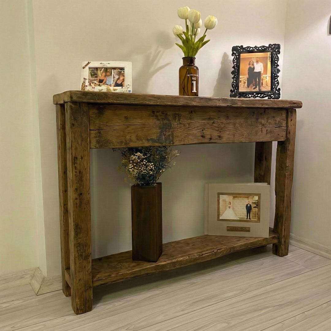 Narrow Reclaimed Wood Console Table | Rustic Slim Entryway & Sofa Table ...
