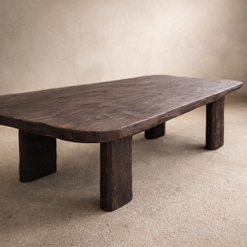Dark Wood Coffee Table – Rustic Handmade Solid Low Furniture - Etsy