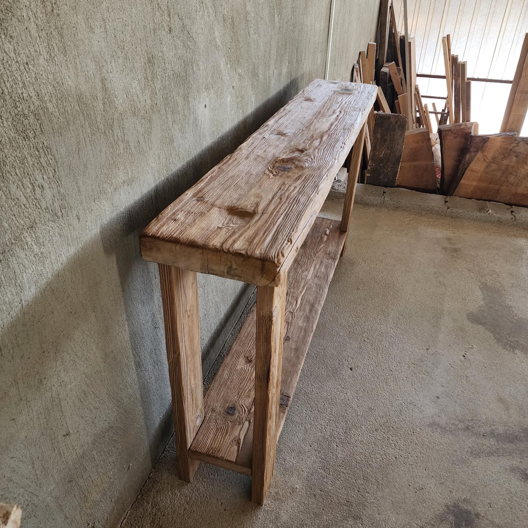 Rustic Narrow Console Table With Shelf - Handmade Reclaimed Wood ...