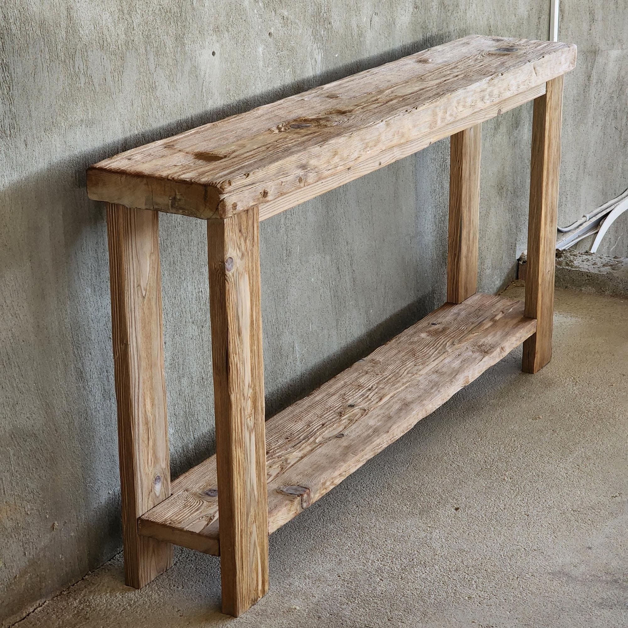 Rustic Narrow Console Table With Shelf - Handmade Reclaimed Wood ...