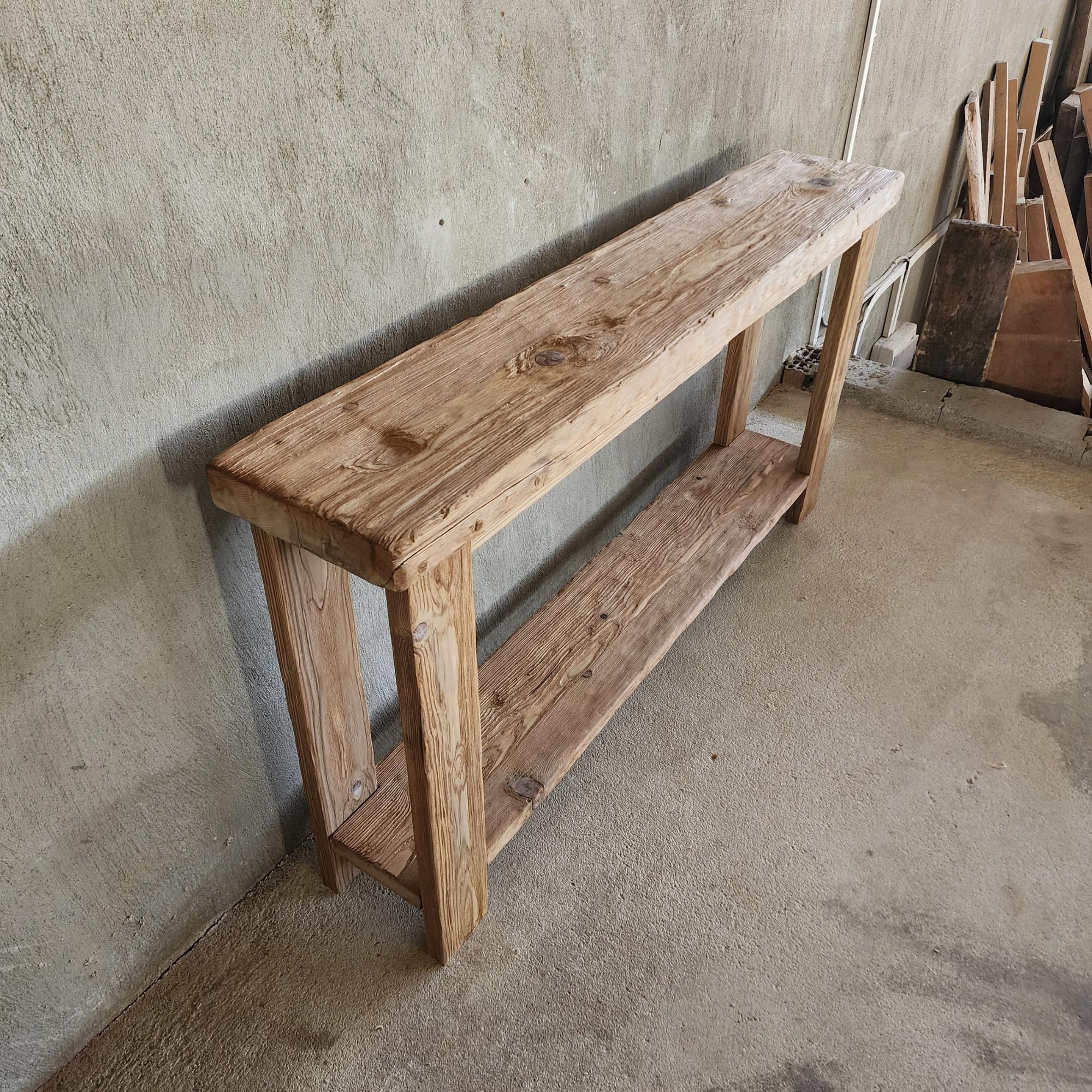 Rustic Narrow Console Table With Shelf – Handmade Solid Wood Farmhouse ...