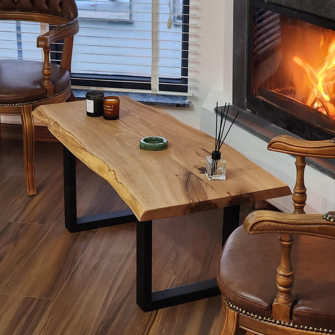 Live Edge Wood Coffee Table - Handmade Rustic Coffee Table - Natural ...
