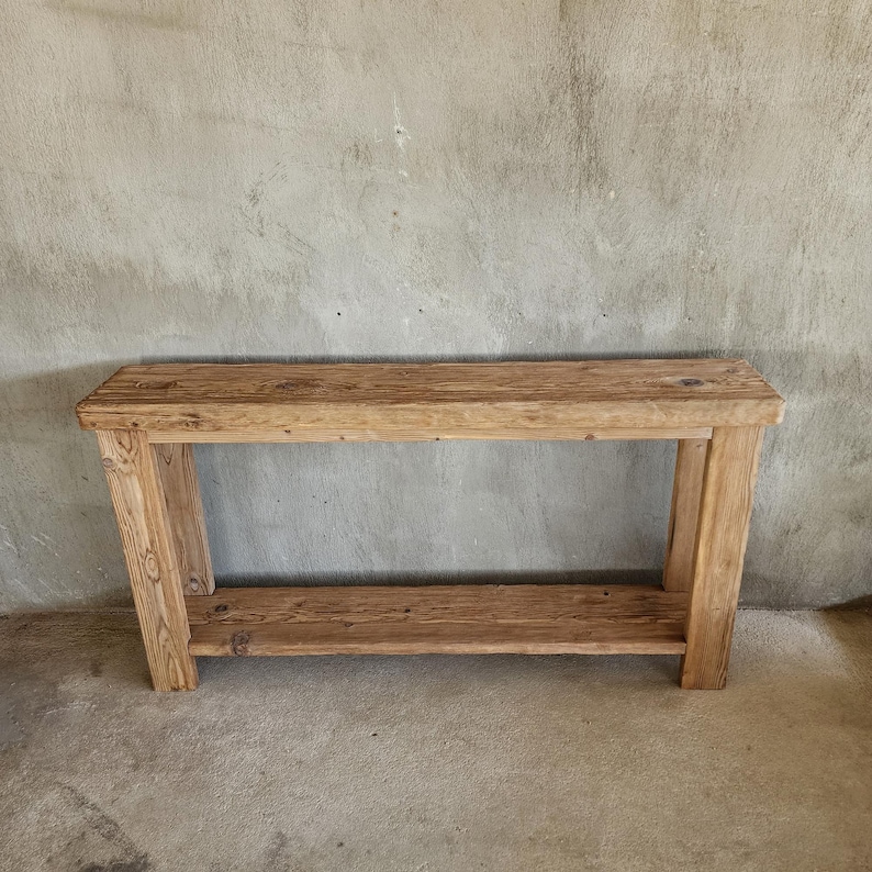 Rustic Narrow Console Table With Shelf - Handmade Reclaimed Wood ...