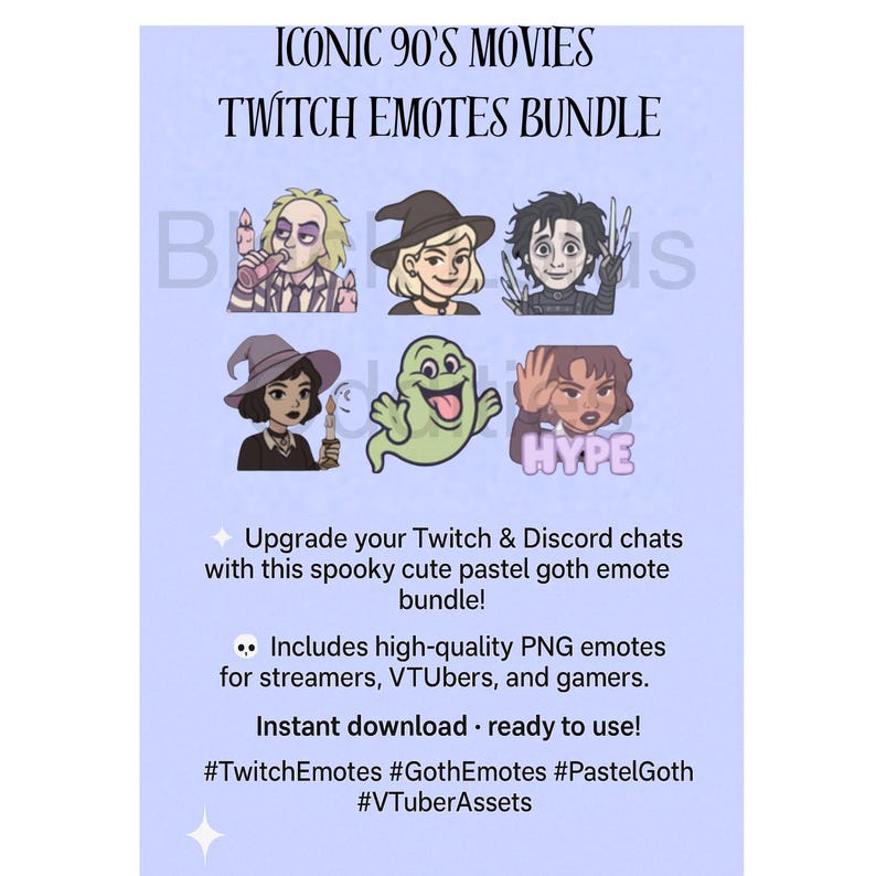 90s Movie Emotes: Kawaii Gothic Icons - Beetlejuice, Addams Family ...