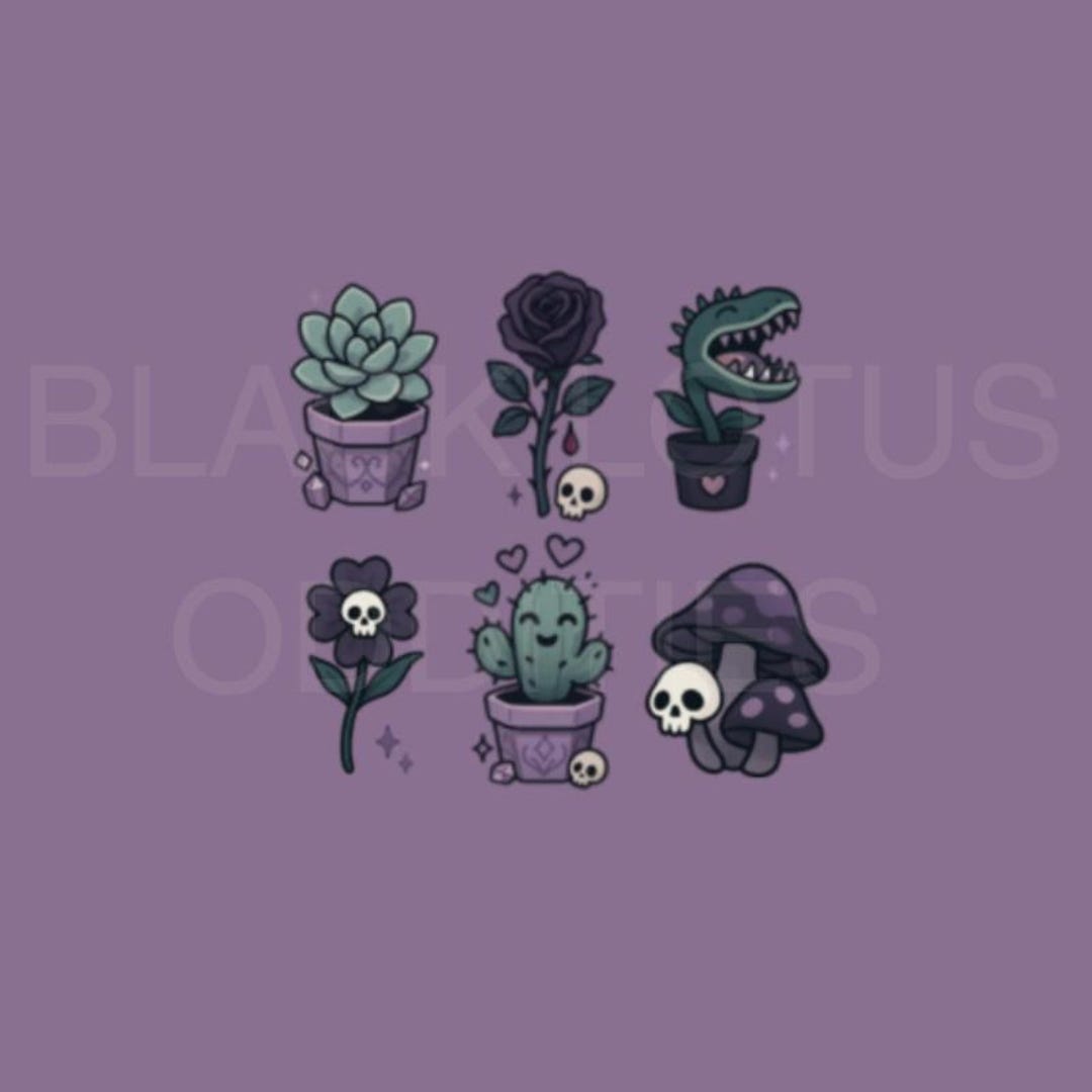 Gothic Plant Emotes Bundle: Kawaii Twitch & Discord Icons (digital ...