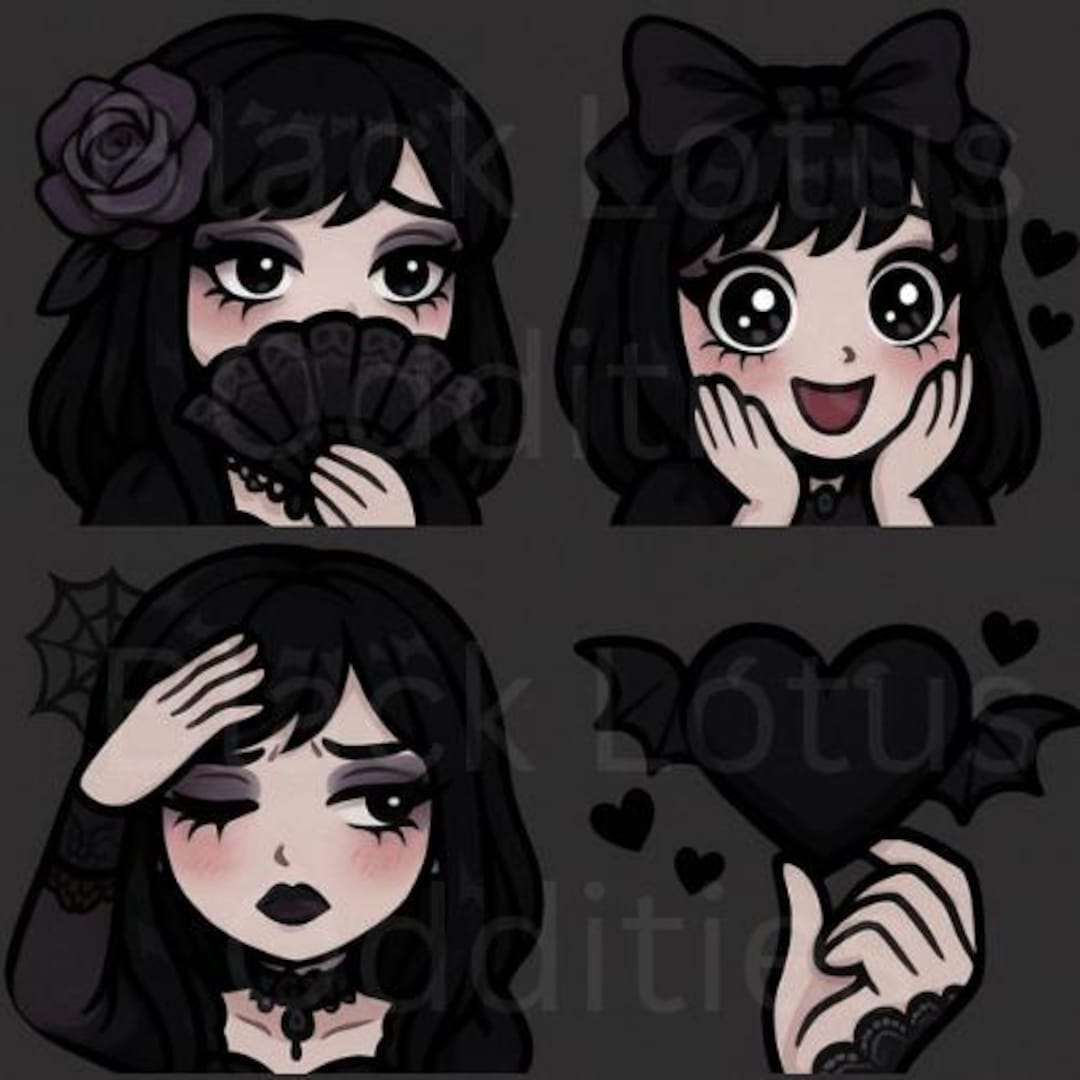 9 Goth Girl Emote Bundle Pastel Goth Twitch & Discord Emotes Spooky ...