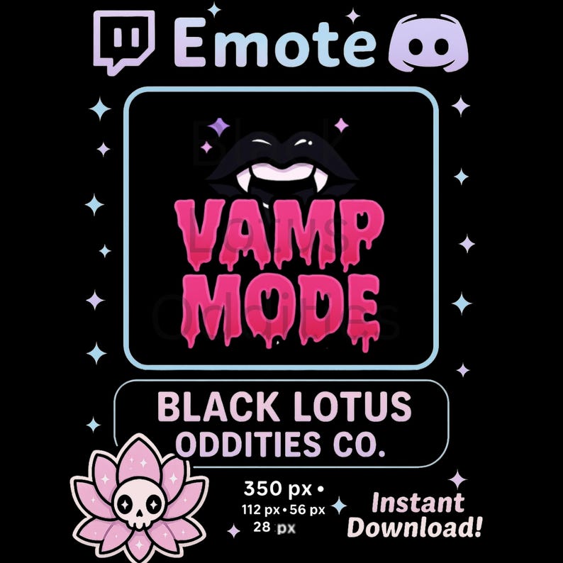 VAMP MODE Emote PNG | Gothic Lips + Fangs Digital Art for Stream ...
