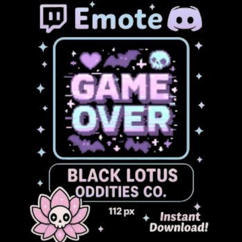 Game Over Emote | Pastel Goth Animated Twitch Emote | Kawaii Horror ...