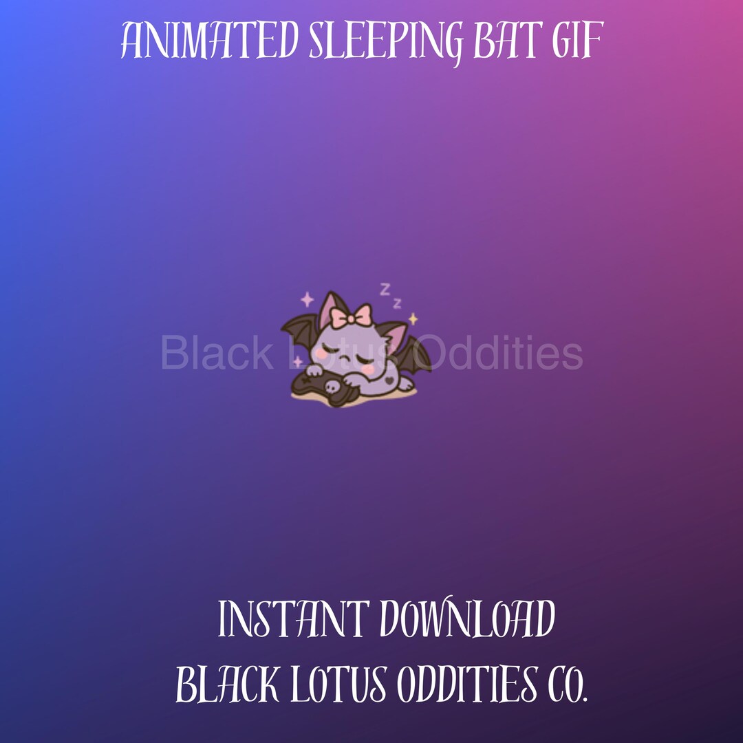 Animated Sleeping Bat Emote: Kawaii Goth Gamer Twitch Overlay (instant ...