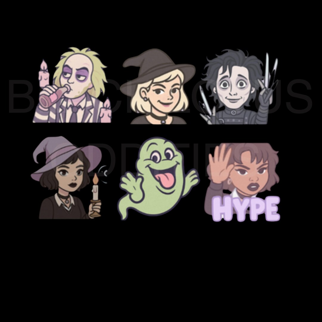 90s Movie Emotes: Kawaii Gothic Icons - Beetlejuice, Addams Family ...