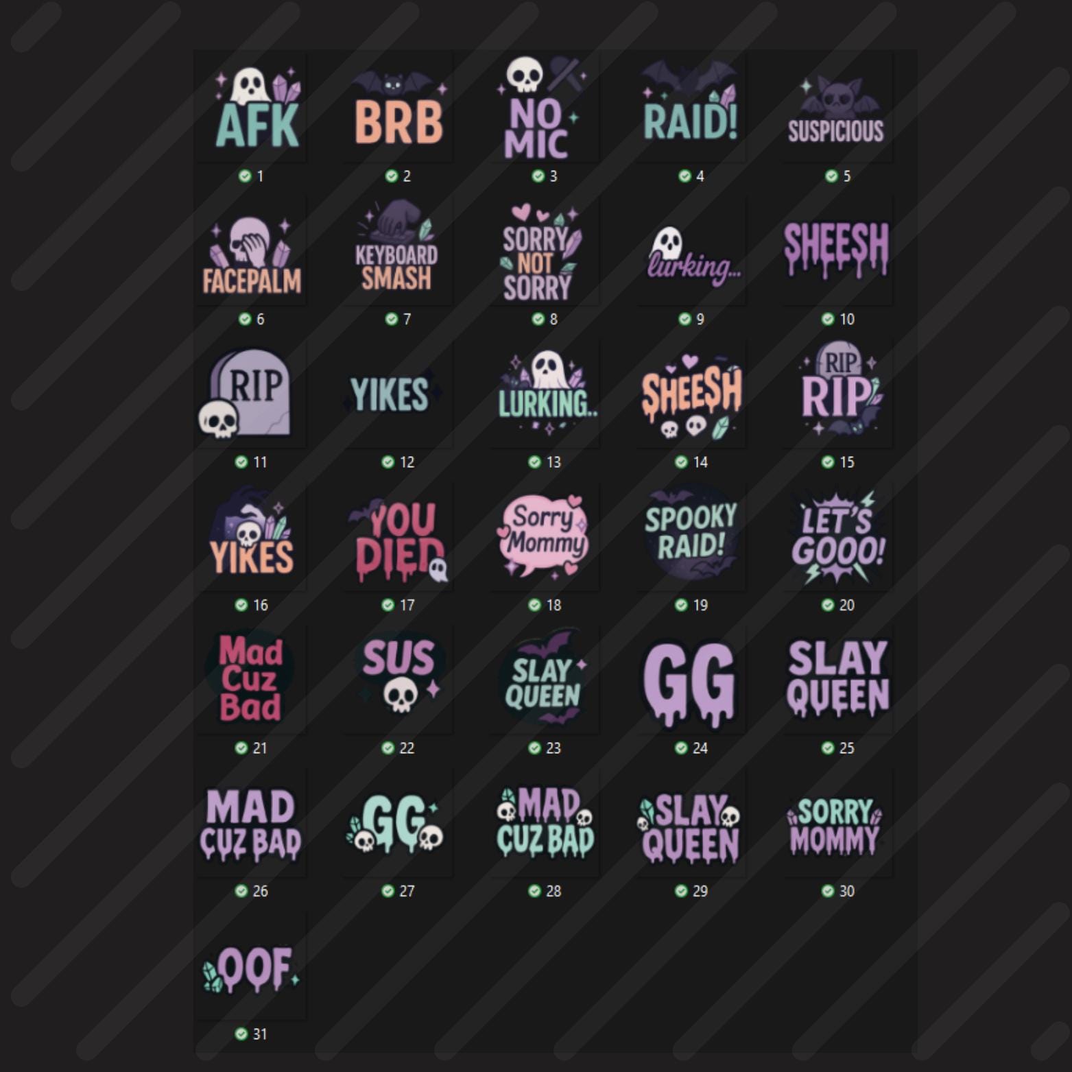 31 Pastel Gamer Emotes Bundle | Kawaii Goth Twitch & Discord Emotes ...