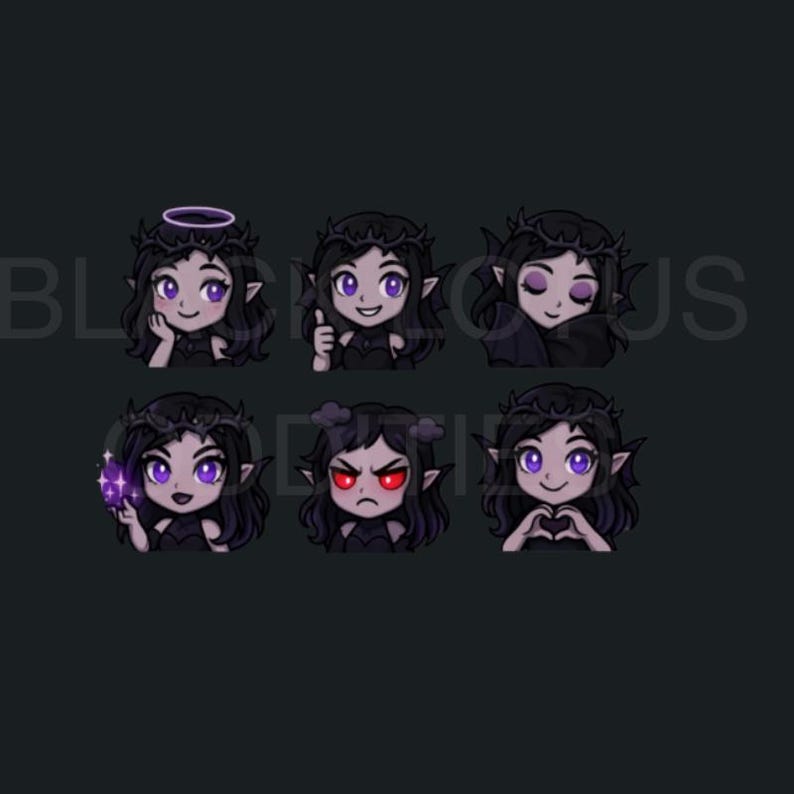 Evil Dark Fairy Emote Bundle: Goth Kawaii Twitch & Discord Icons (PNG ...