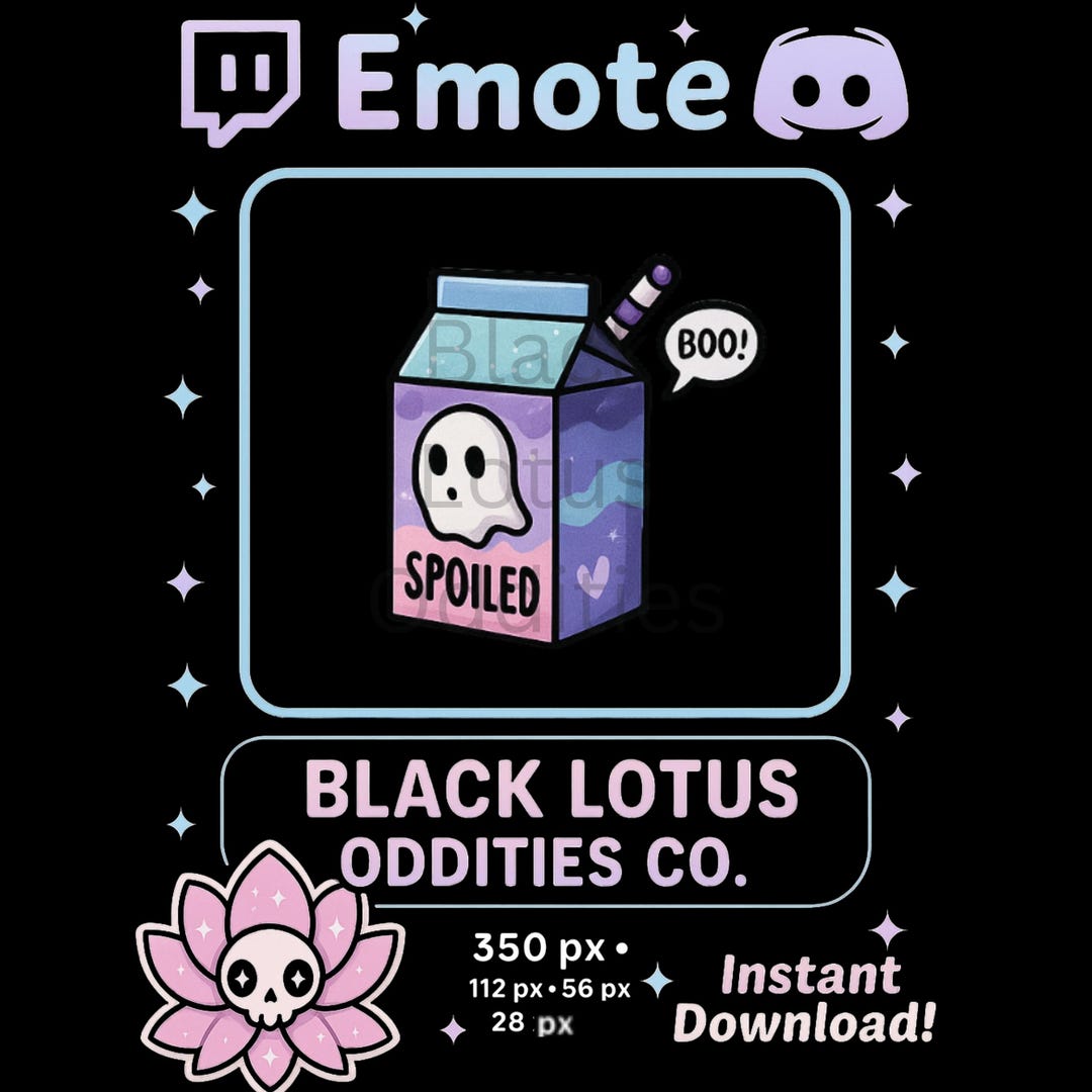 Spoiled Ghost Milk Emote – Kawaii Pastel Goth PNG for Twitch, Discord ...