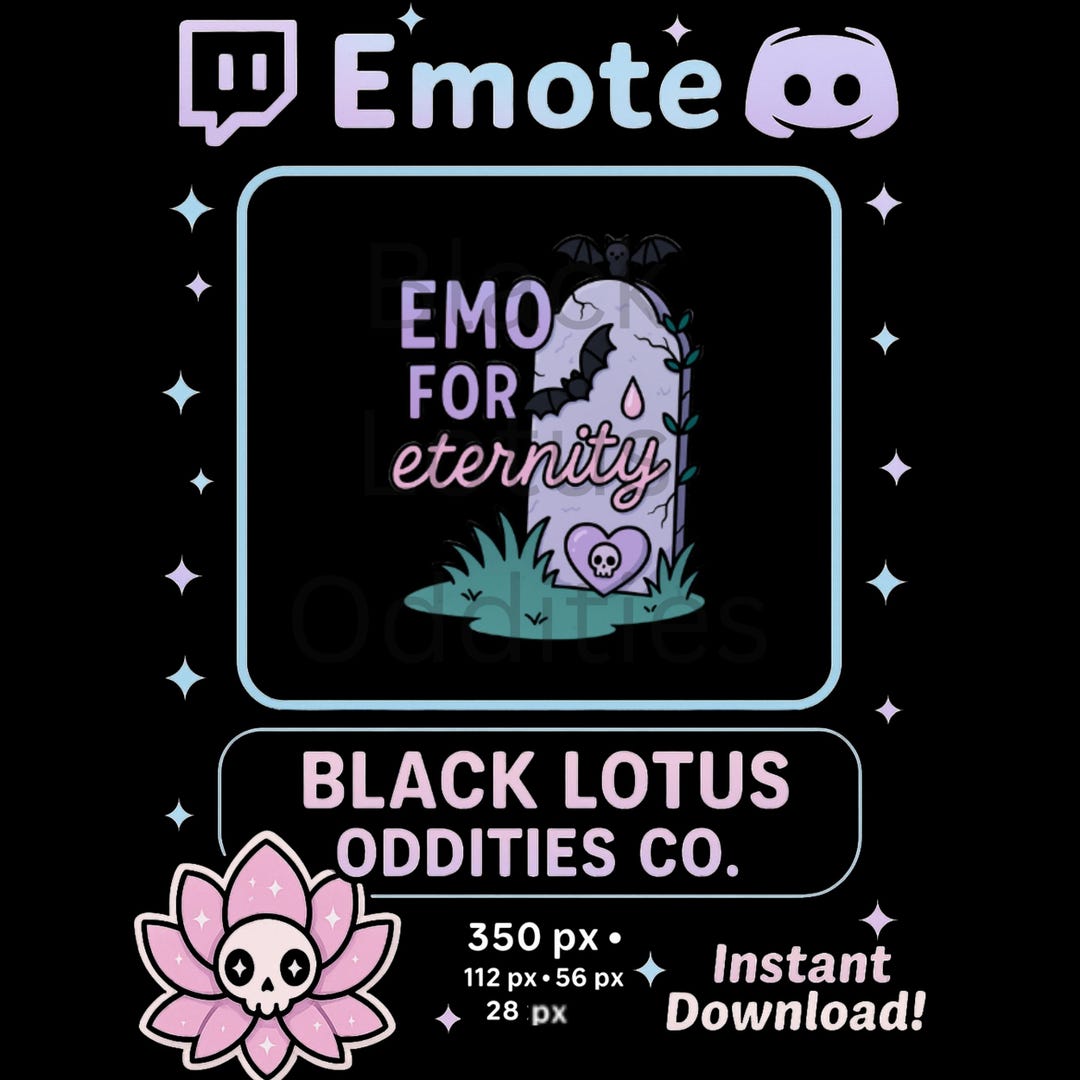 Emo for Eternity Tombstone Emote | Pastel Goth PNG for Stream, Stickers ...