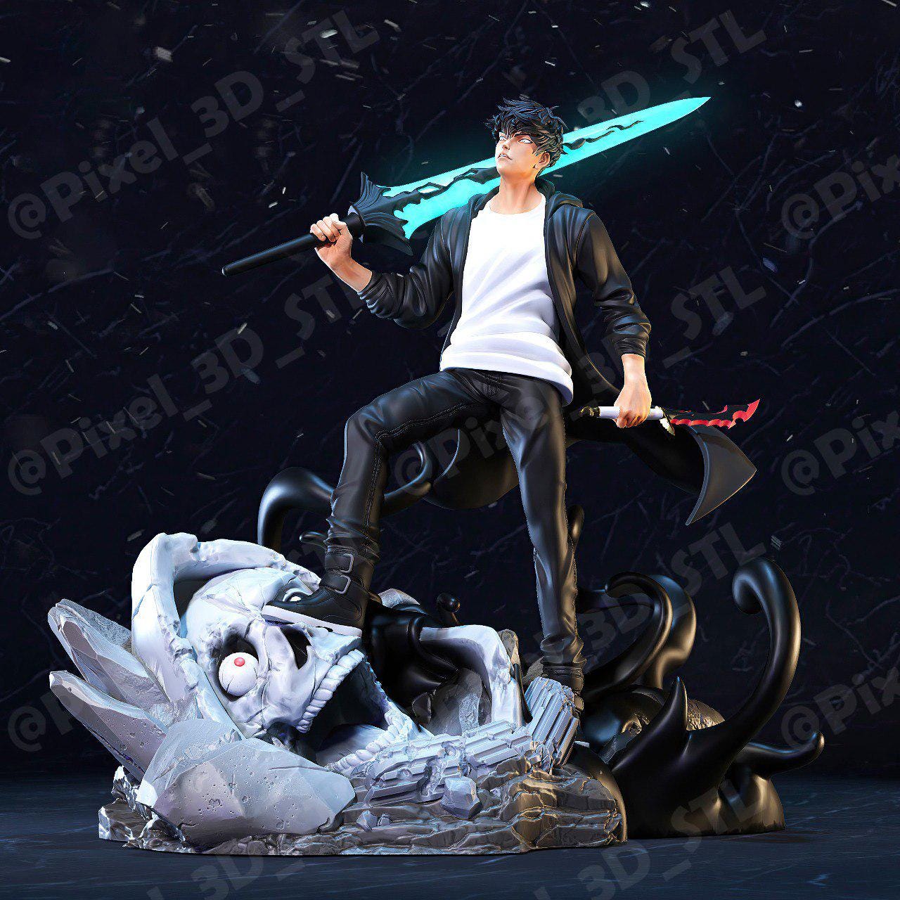 Solo Leveling STL Model, 3D Printable Solo Leveling Figure, Solo ...