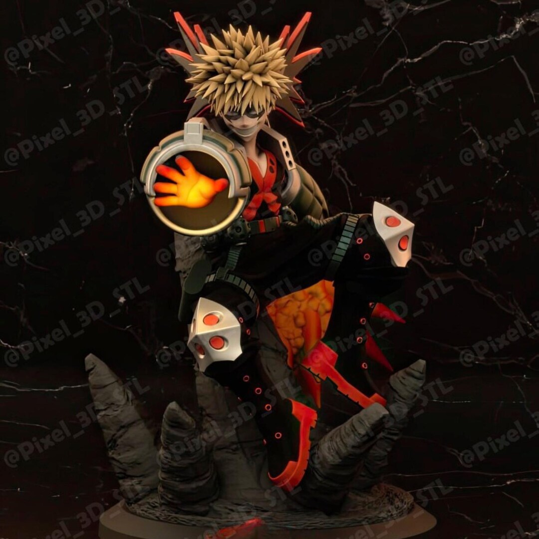 Katsuki Bakugo STL Model, 3D Printable My Hero Academia Figure, My Hero ...
