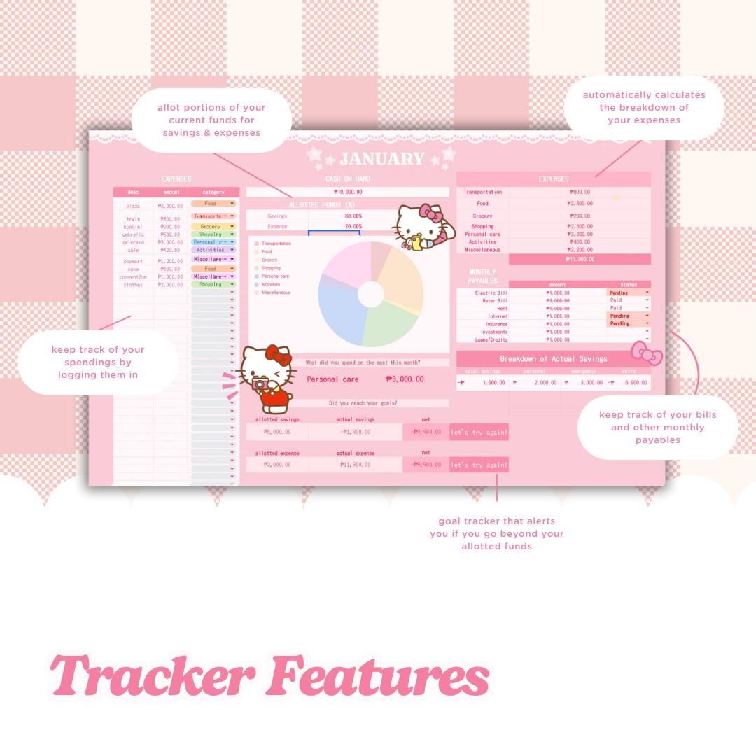 KITTY: Cute Expense & Budget Financial Tracker for Google Sheets - Etsy